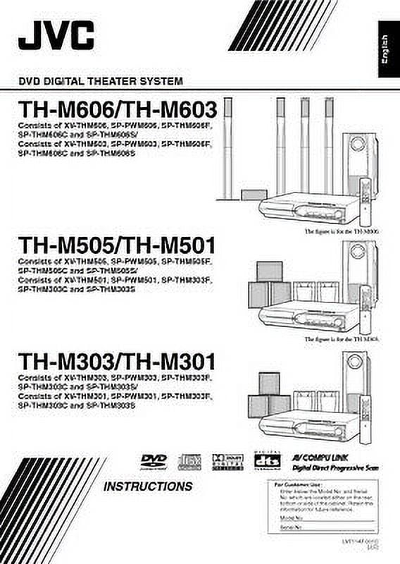 JVC XV-THM303 XV-THM301 XV-THM505 DVD Player Owners Instruction Manual ...
