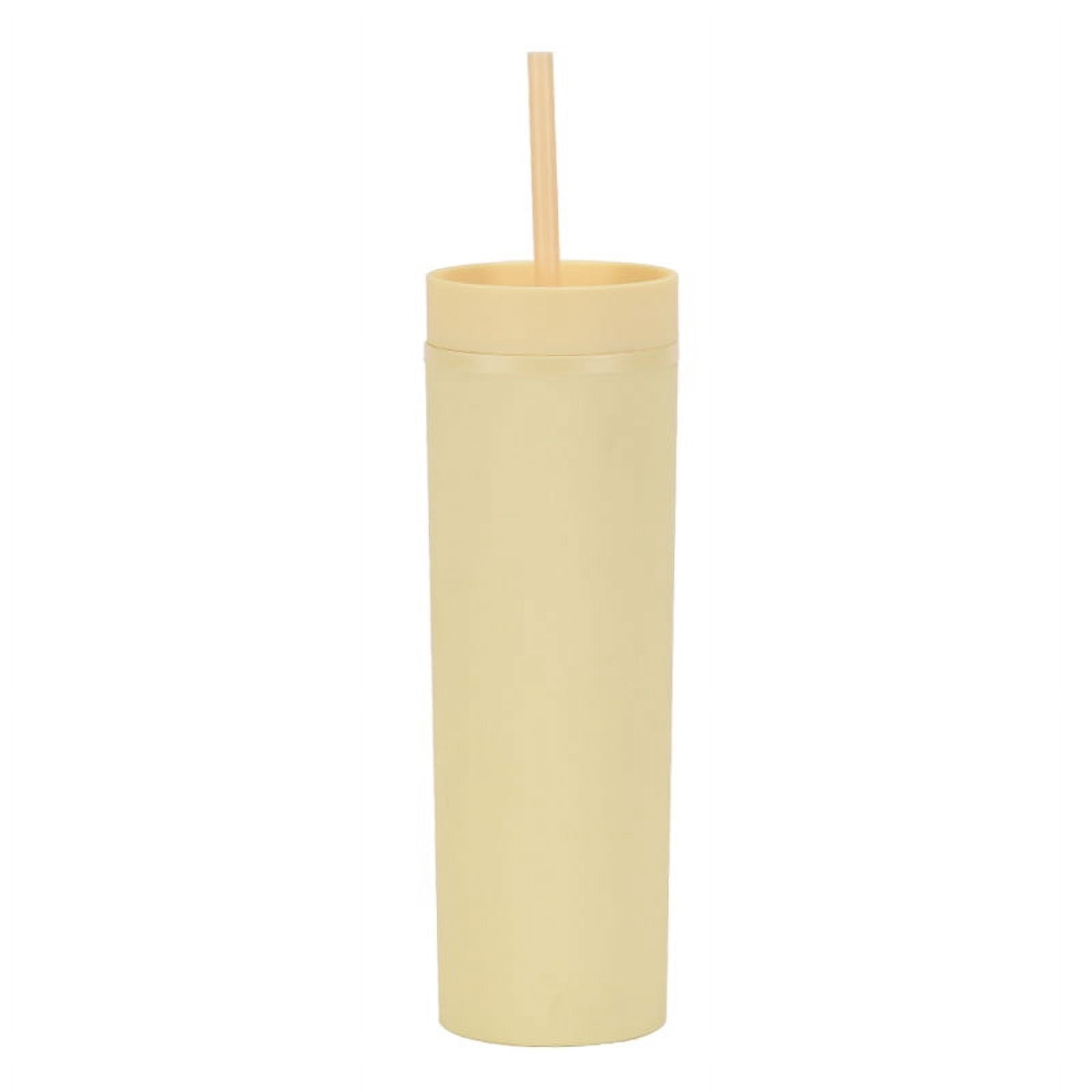JVMU 16oz Tumbler with Lid and Straw Double Wall Plastic Straight Cup ...