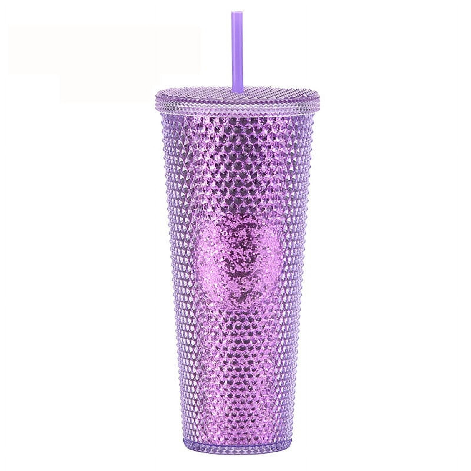 JVMU 24oz Double Wall Cup Studded Plastic with Lid and Straw Water ...