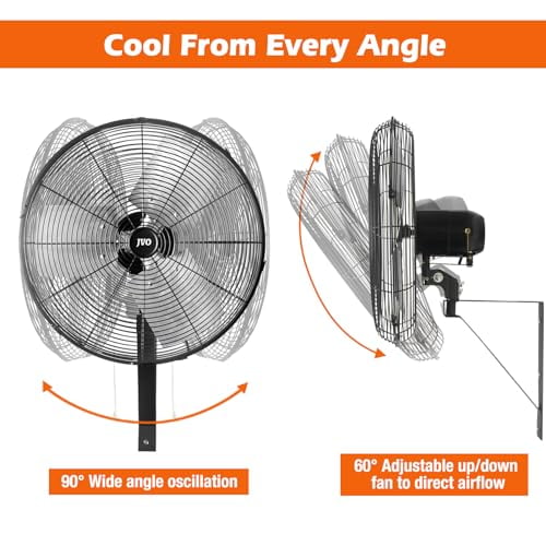 JVO 20 Inch Oscillating Wall Mount Fan, High Velocity Wall Fan with ...