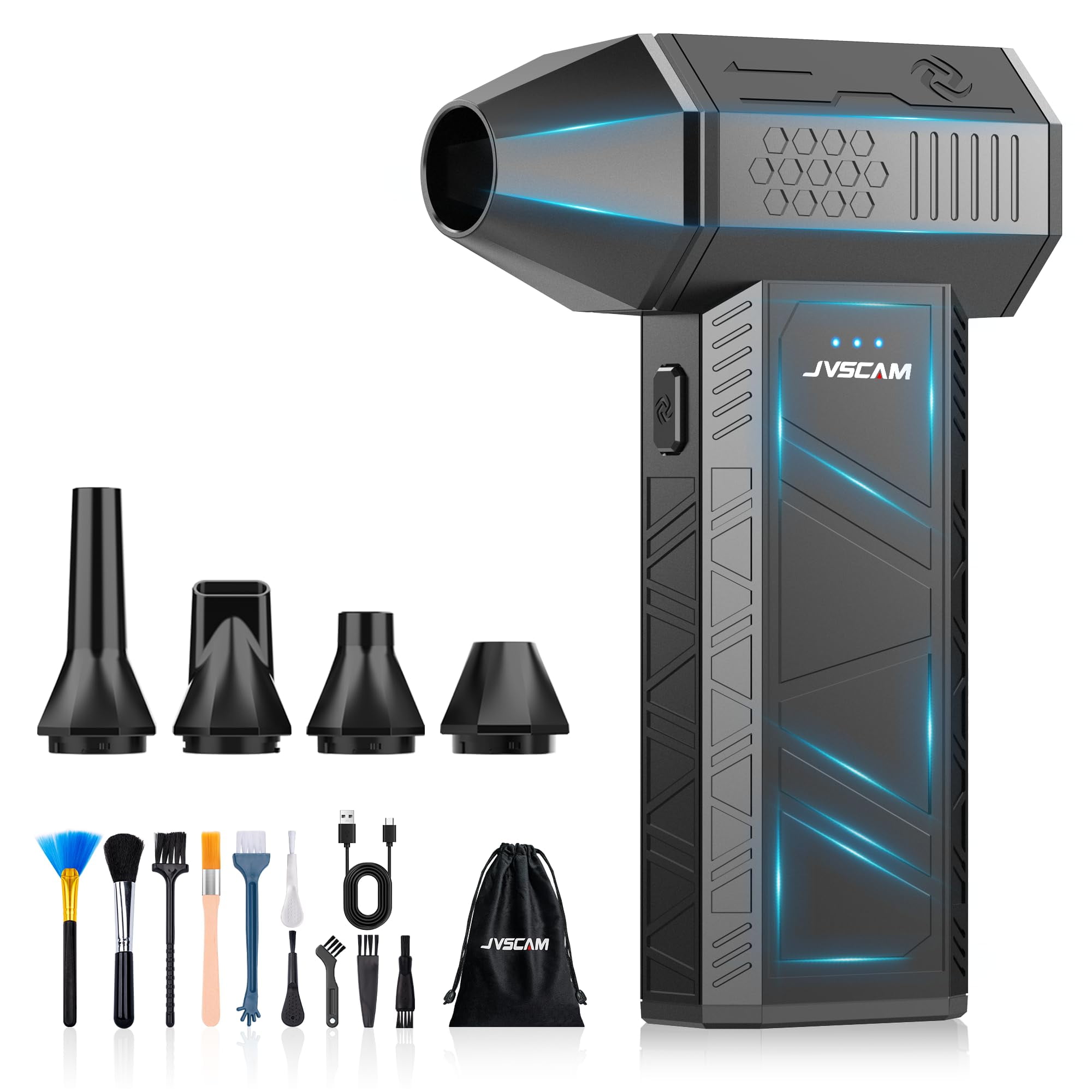 JVSCAM Compressed Air Duster - Electric Air Duste with Brushless Motor ...