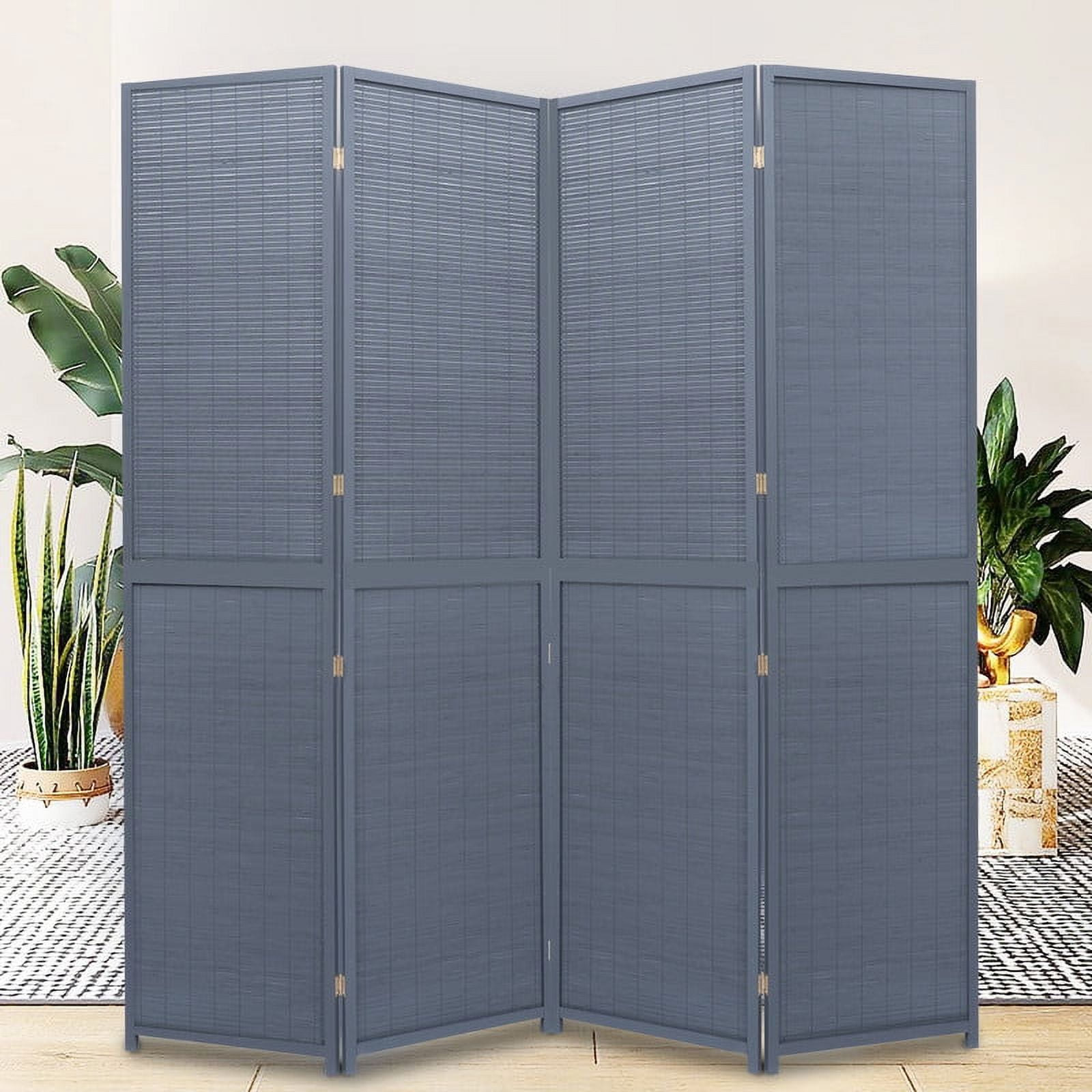 JVVMNJLK 6FT Bamboo Room Divider, Folding Privacy Screen, 4 Panel Hand ...