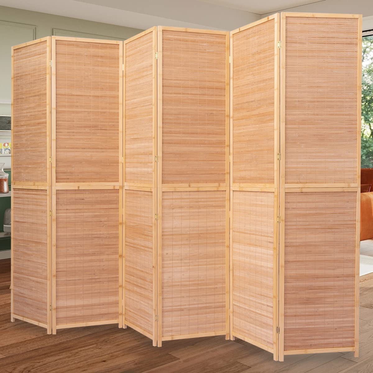 JVVMNJLK Room Divides Folding Privacy Screens, 6FT Bamboo Room Divider ...