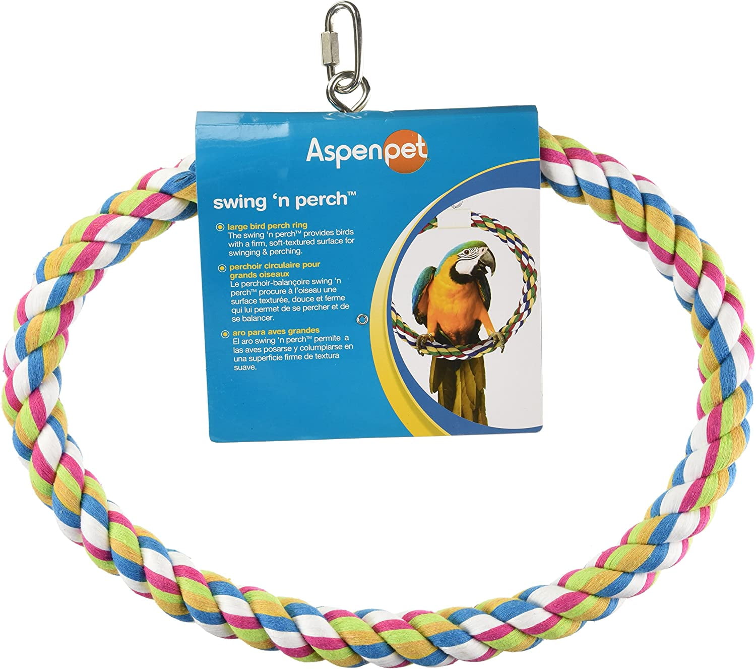 JW Swing 'n Perch Large Soft Comfy Firm Rope Ring For Bird Enrichment ...