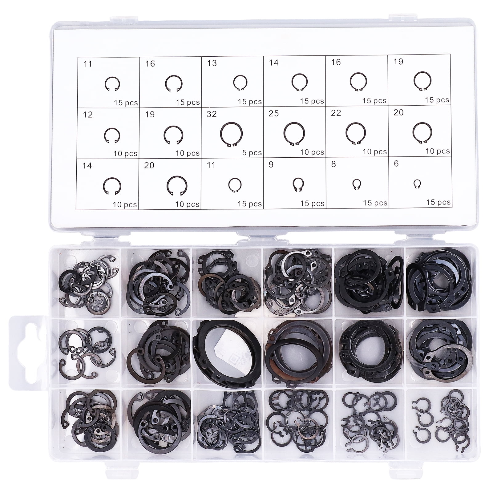 JWB-225Pcs C Clip Circlip Snap Ring Retaining Fastener Hardware Set Kit ...