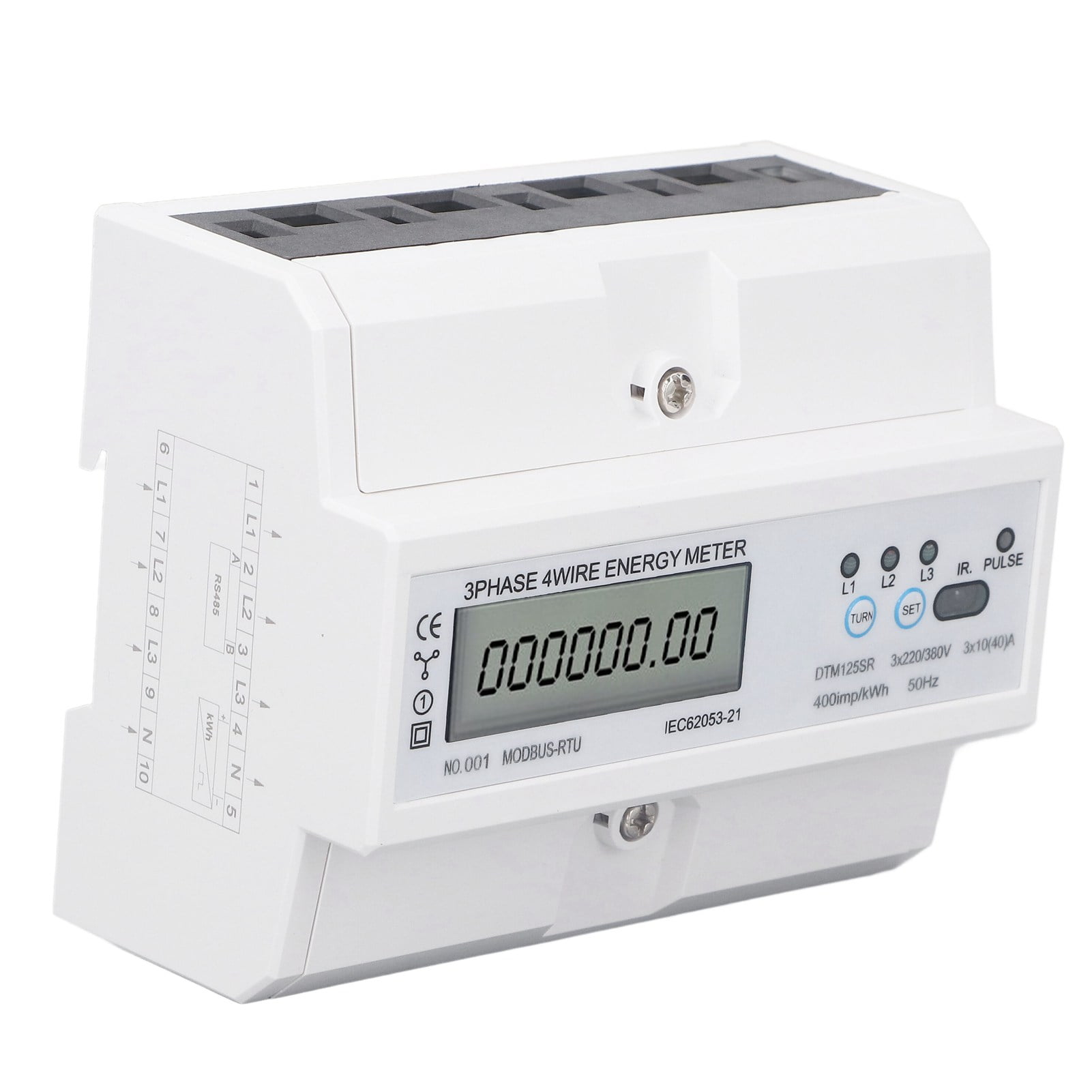 JWB-3 Phase 4 Wire Electronic Energy Meter 35mm DIN Rail Mount Digital ...