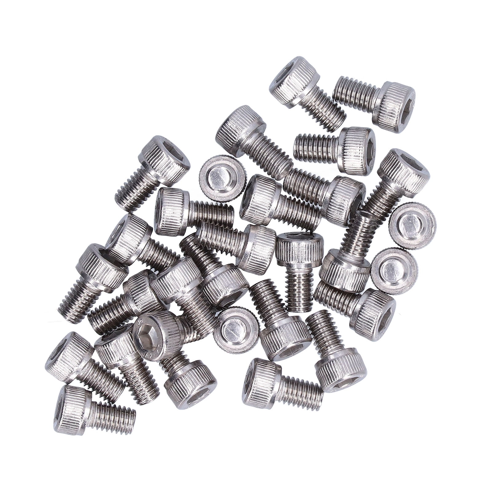 JWB-30Pcs M6 Screw Bolts 304 Stainless Steel A2?70 Hex Socket Cap ...