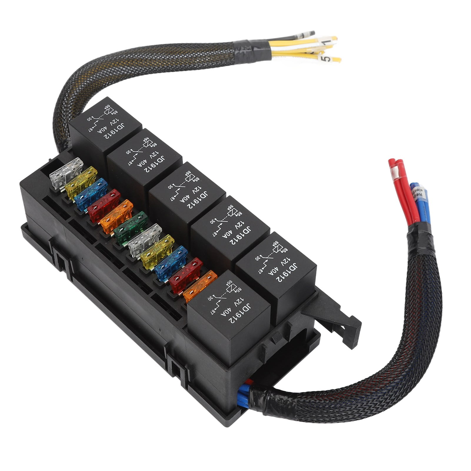 JWB-Fuse Relay Box 12V 6 Relay 11 ATC ATO Fuse Waterproof Relay Block ...