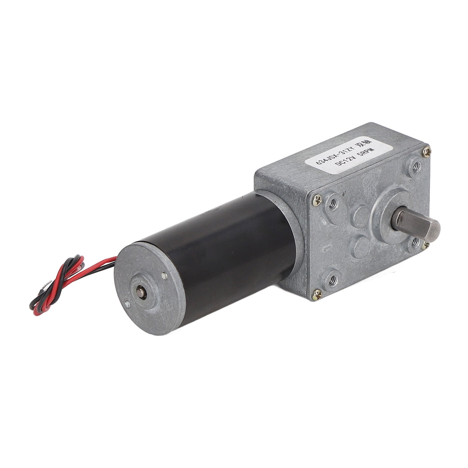 JWB-Gear Motor Dual Shaft DC 12V Self Locking Speed Reduction CW CCW Worm Geared Motor 5RPM ...