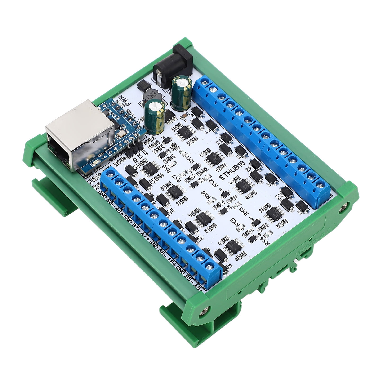 JWB-RJ45 to 8 RS485 Hub Converter TVS Surge Protection 115200BPS Hub ...