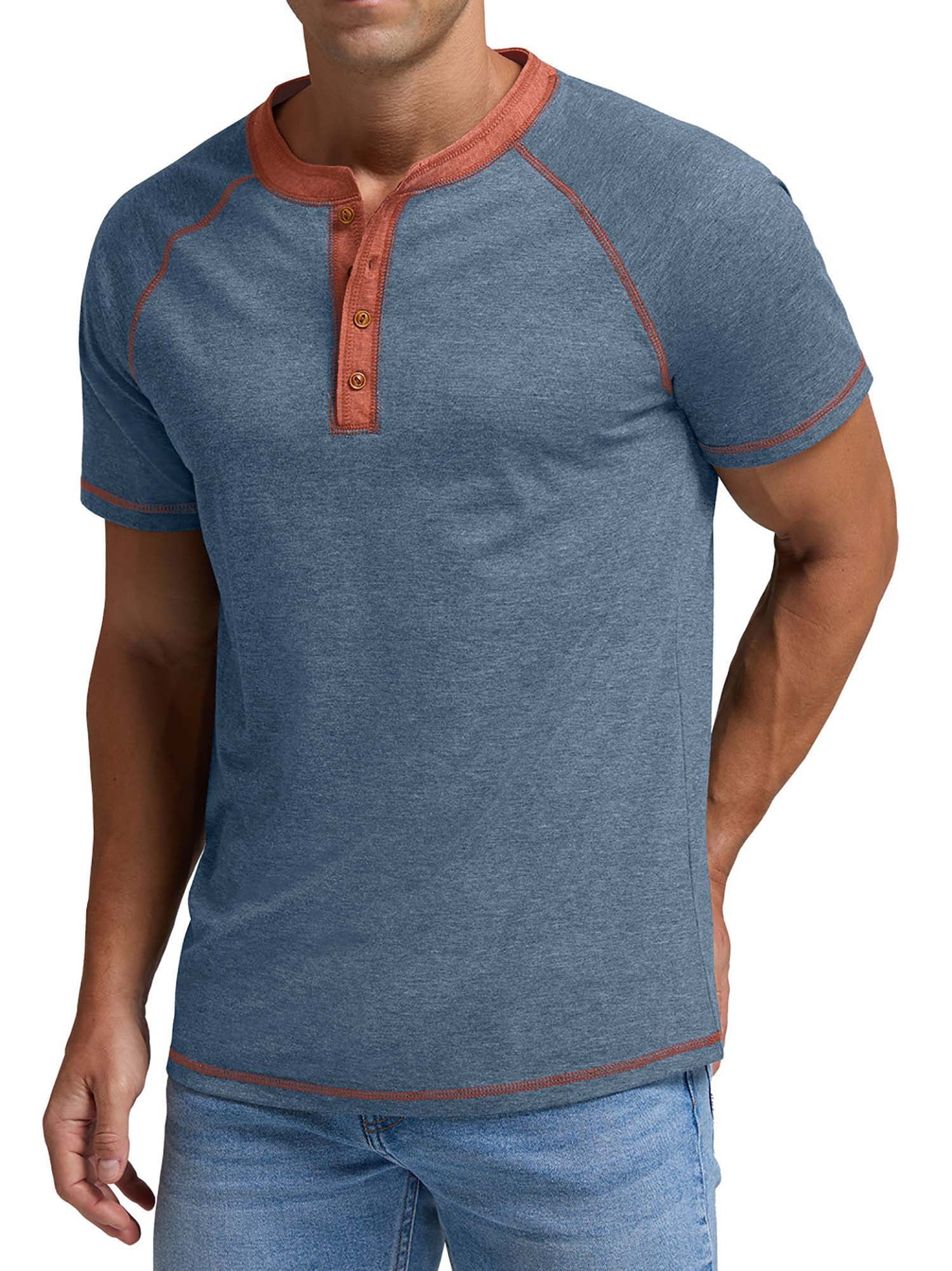 JWD Classic henley style Three button henley closure, Mens Henley Short ...