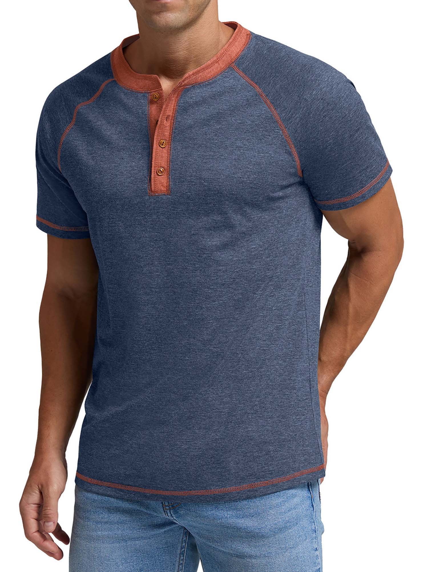 JWD Classic henley style Three button henley closure, Mens Henley Short ...