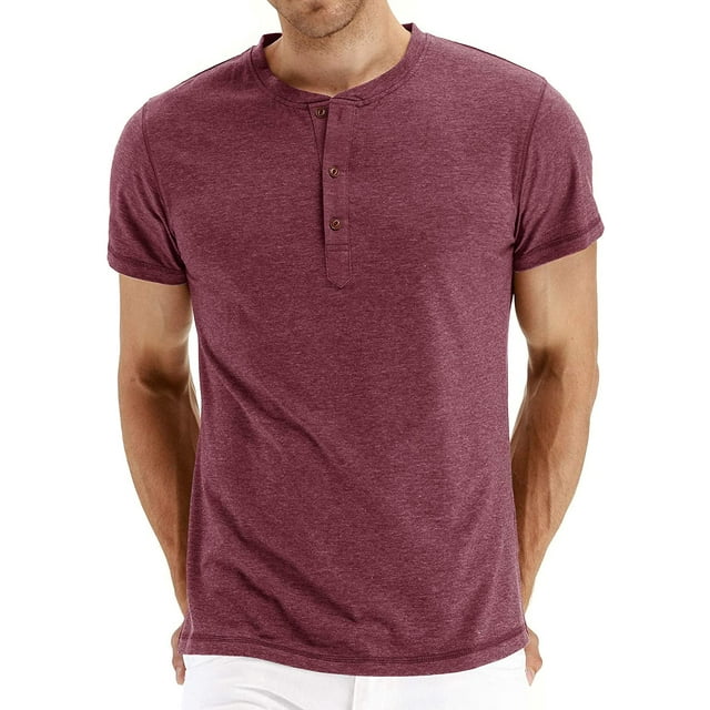 Jwd Classic Henley Style Mens Short Sleeve T Shirt With Three Button