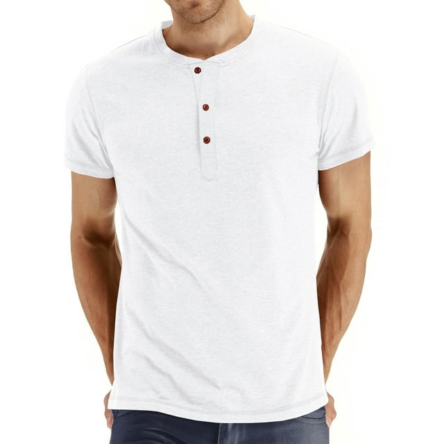 Jwd Classic Henley Style Mens Short Sleeve T Shirt With Three Button
