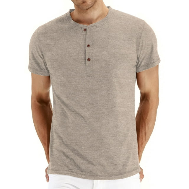 Jwd Classic Henley Style Mens Short Sleeve T Shirt Cotton Casual