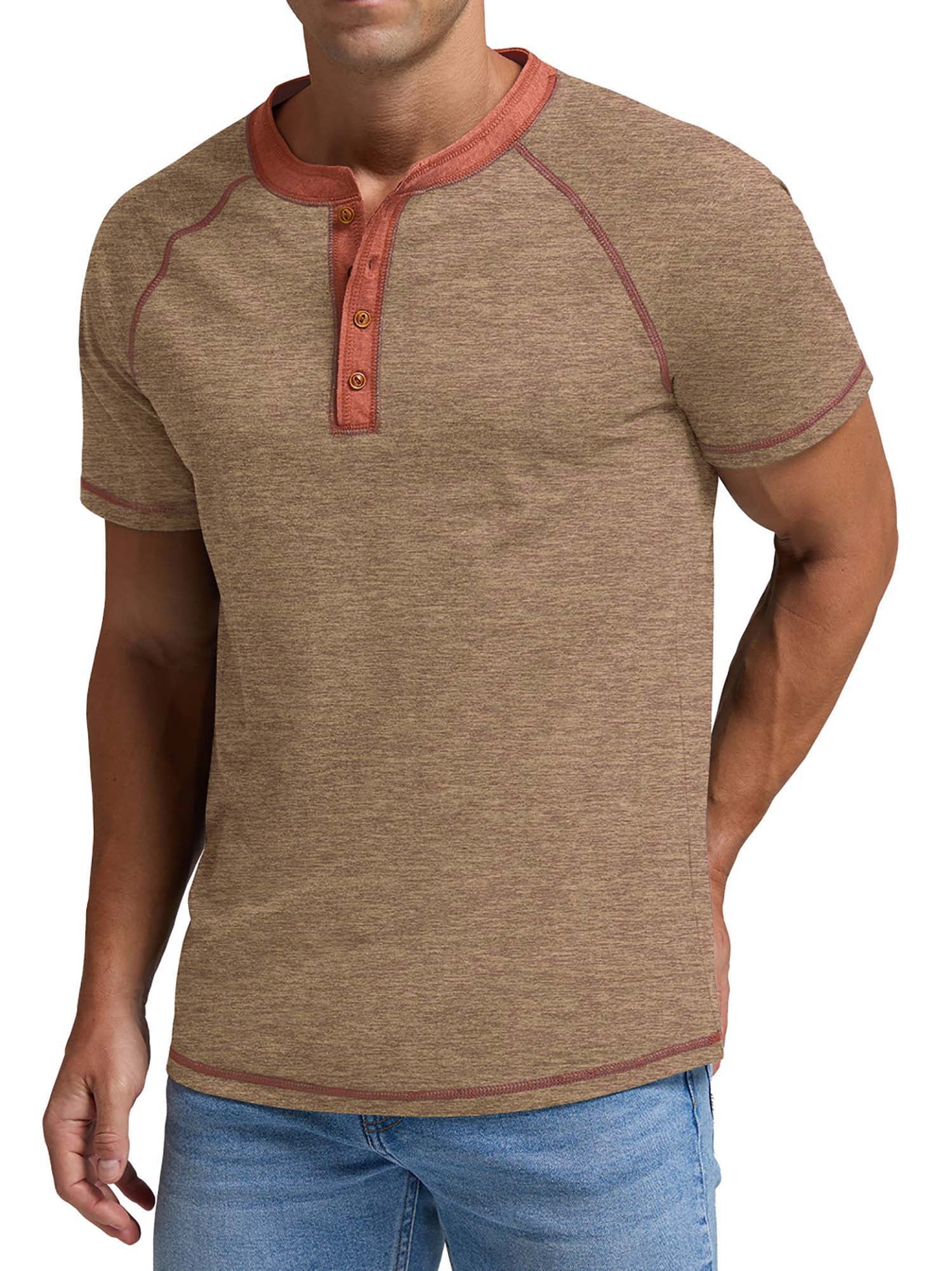 JWD Classic henley style Three button henley closure, Mens Henley Short ...