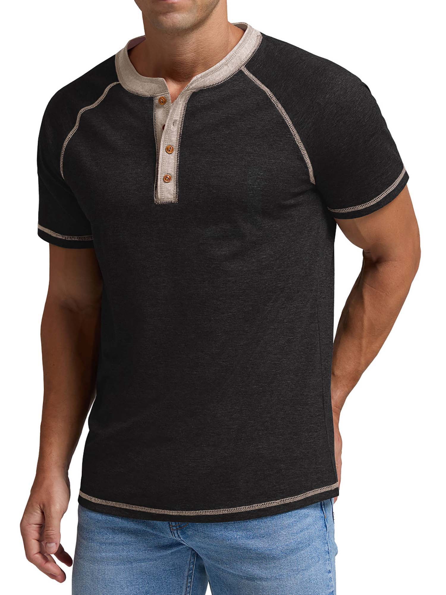JWD Classic henley style Three button henley closure, Mens Henley Short ...