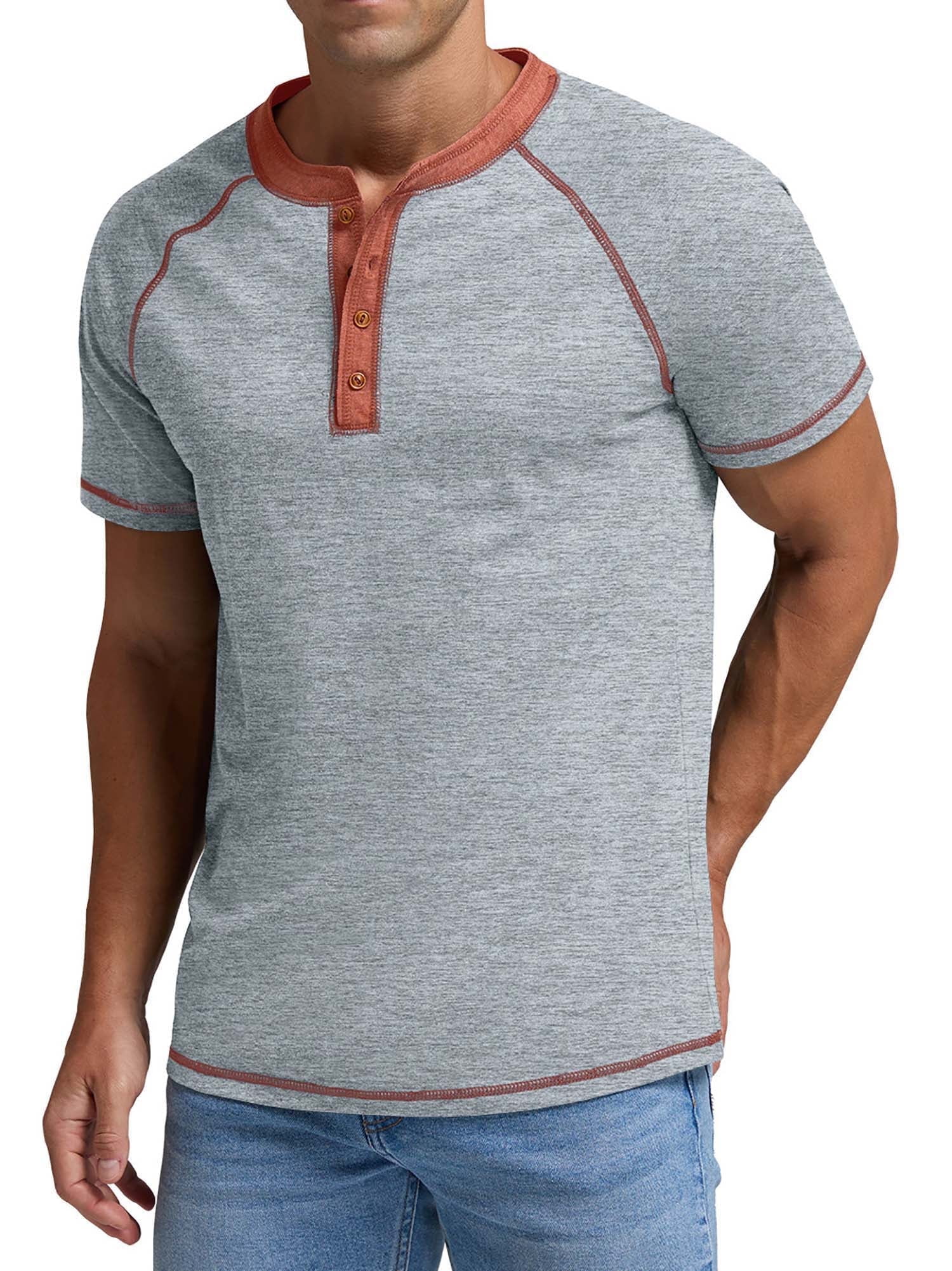 JWD Classic henley style Three button henley closure, Mens Henley Short ...