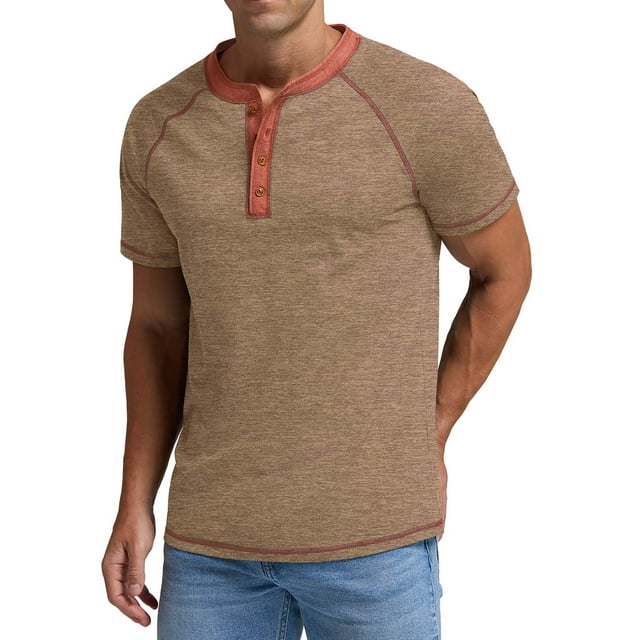 Jwd Classic Henley Style Three Button Henley Closure Mens Henley Short
