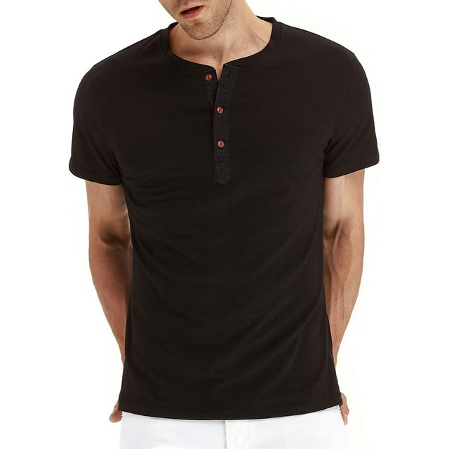 Jwd Classic Henley Style Mens Short Sleeve T Shirt Cotton Casual