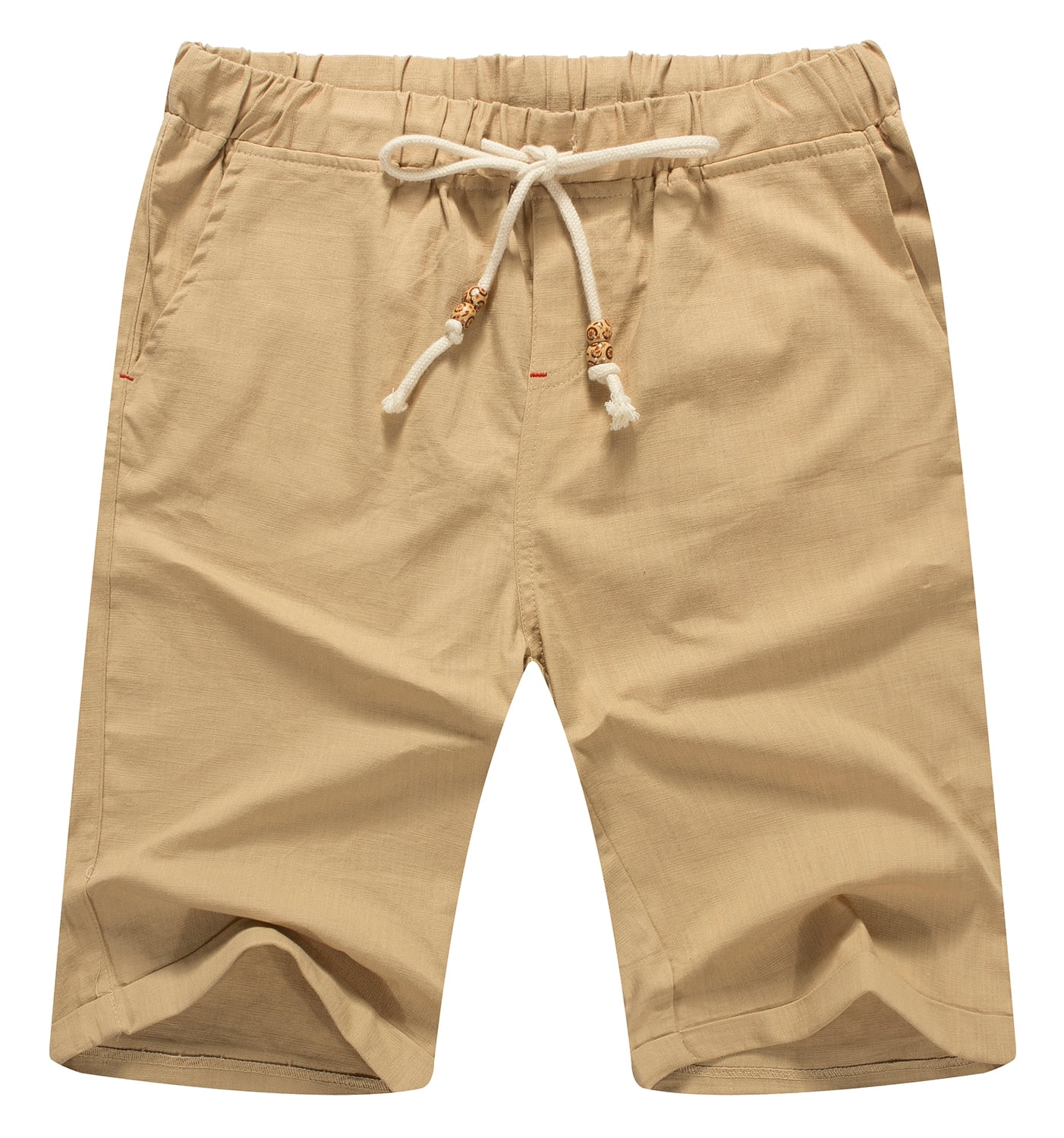 JWD Men’s Linen Shorts Casual Drawstring Summer Beach Shorts Khaki ...