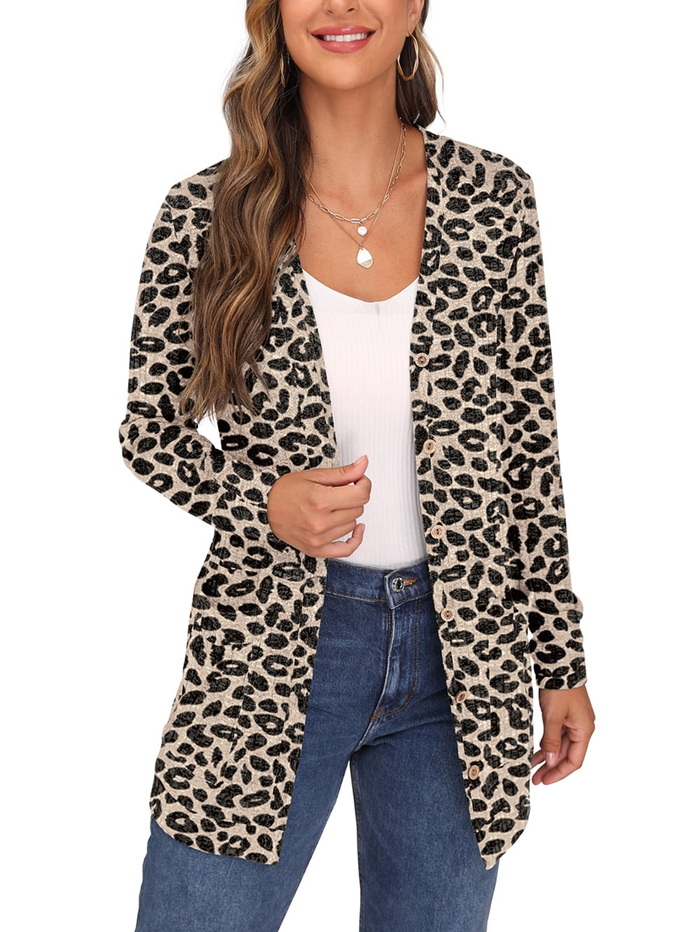 JWD Open Front Cardigan for Women Button Down Long Sleeve Draped ...