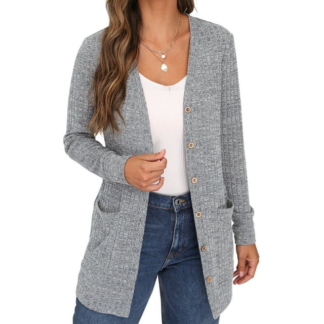 JWD Lightweight Open Front Cardigan for Women - Long Sleeve Knit with ...