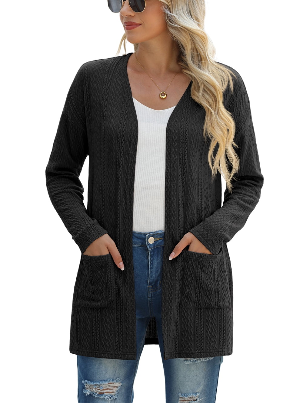 JWD women's fashionable cardigan long sleeved slim fit comfortable ...