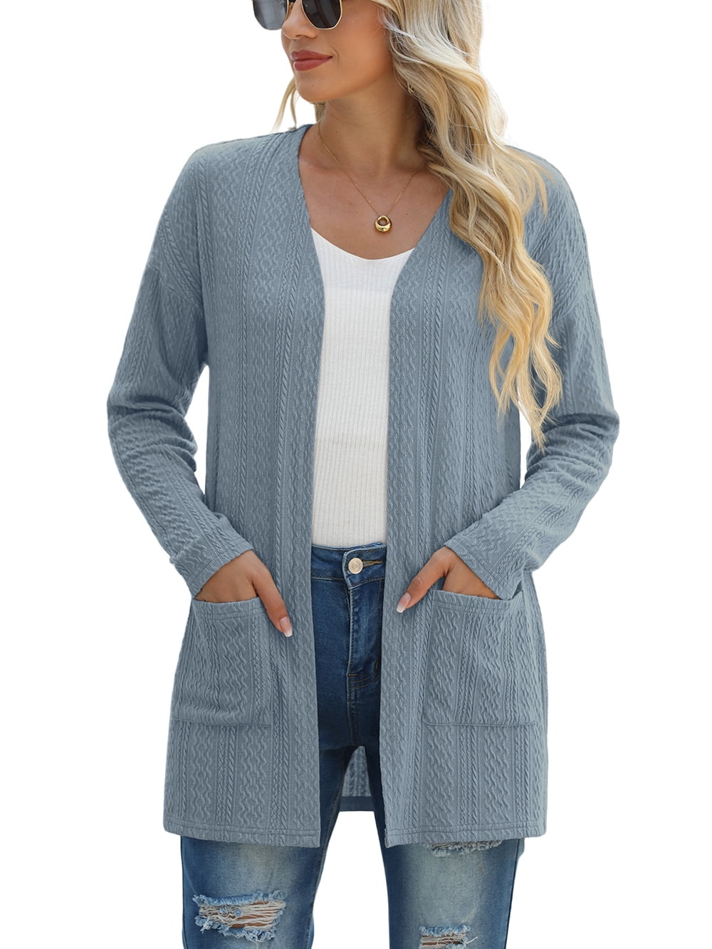 JWD women's fashionable cardigan long sleeved slim fit comfortable ...