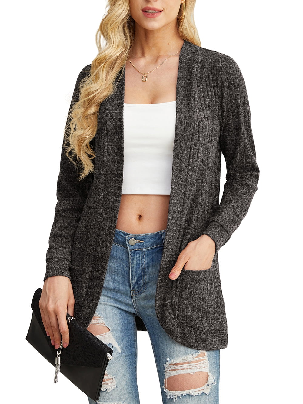 JWD Women's Cardigan long sleeved storage casual, lightweight, soft and ...