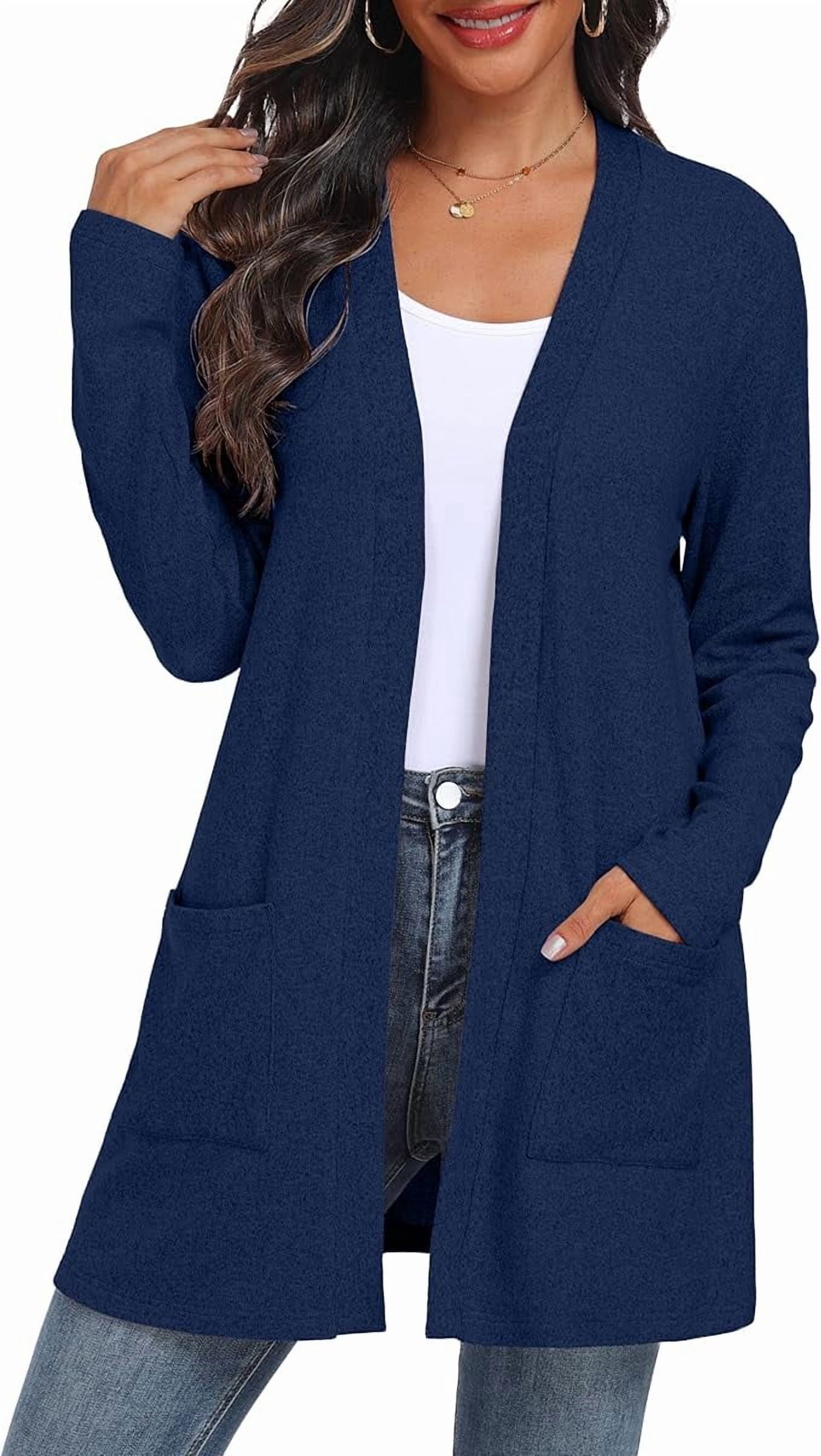 JWD Women's Cardigan Open Front Lightweight Cardigan Long Sleeve ...