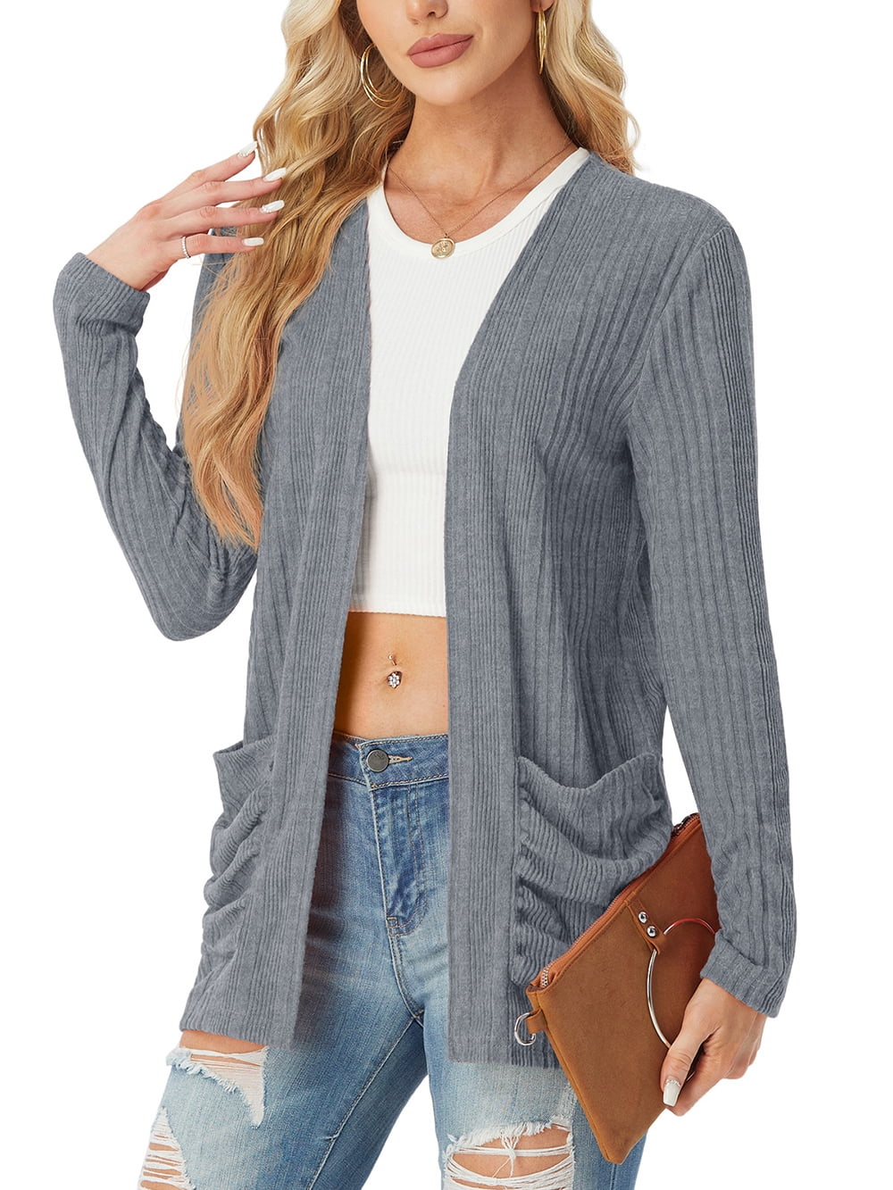 JWD Women's Cardigan Woolen Sweater Soft, Comfortable, Casual ...