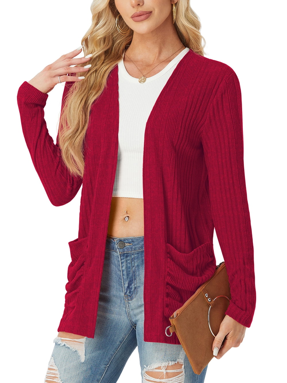 JWD Women's Cardigan Woolen Sweater Soft, Comfortable, Casual ...