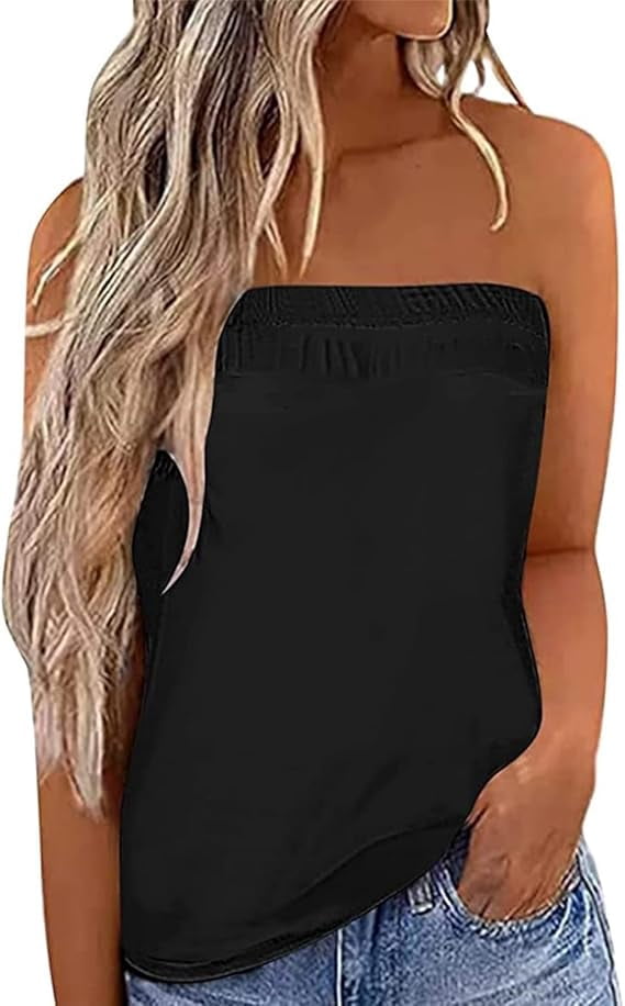 JWD Women's Floral Tube Tops Casual Summer Backless Strapless Top ...