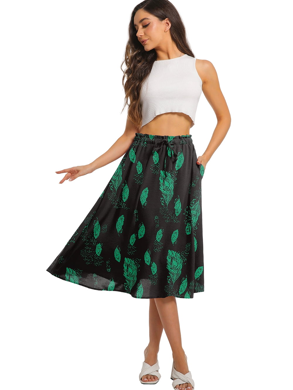 JWD Women's Skirts Flowy Maxi Skirt Summer Long Midi Length Casual Skirt Elegant Cool Dress with ...