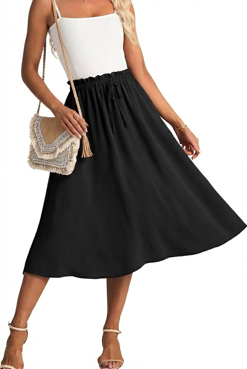 JWD, Women's Skirts, Black L, Flowy Maxi Summer Casual with Pockets ...