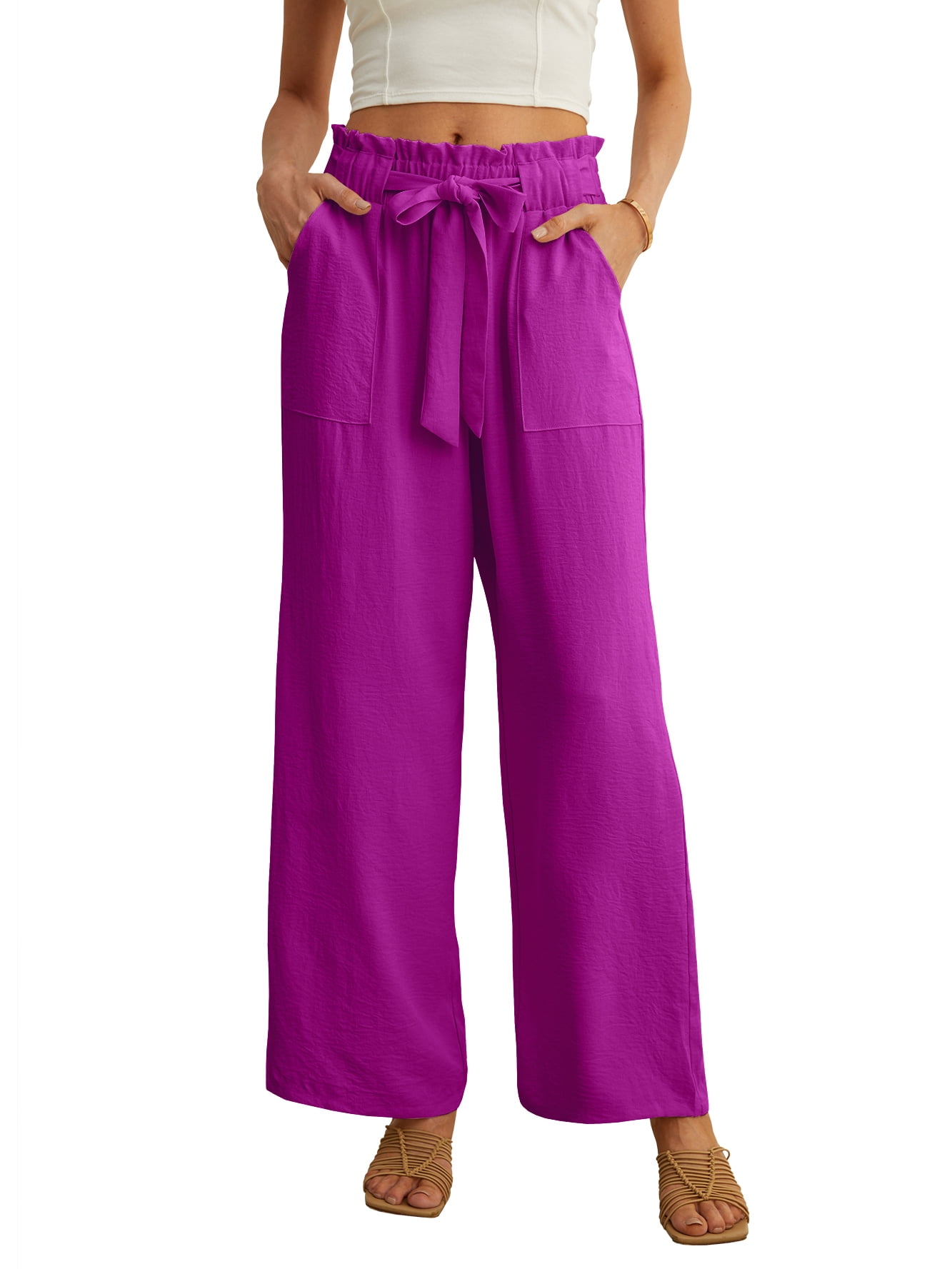 JWD Women's High Waist Palazzo Pants, Adjustable Knot, Pockets, Dragon ...