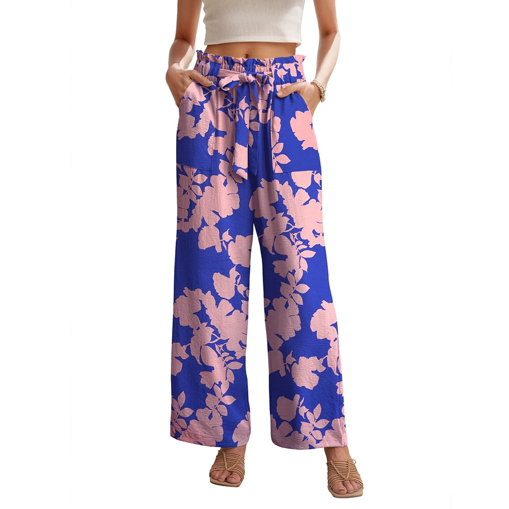JWD Women's Wide Leg Pants, High Waist Elastic Waistband, Flowy Casual ...