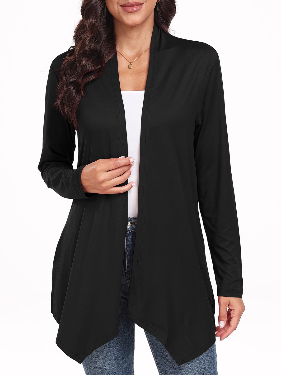 JWD Womens Lightweight Long Sleeve Open Front Cardigan with Pockets ...