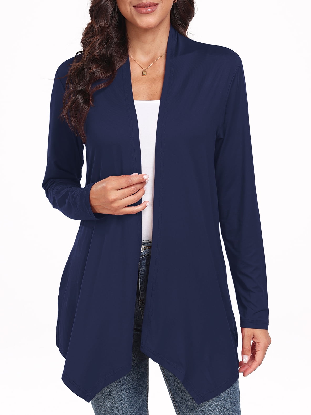 JWD Women's Casual Lightweight Cardigan with Pockets, Long Sleeve, Open ...