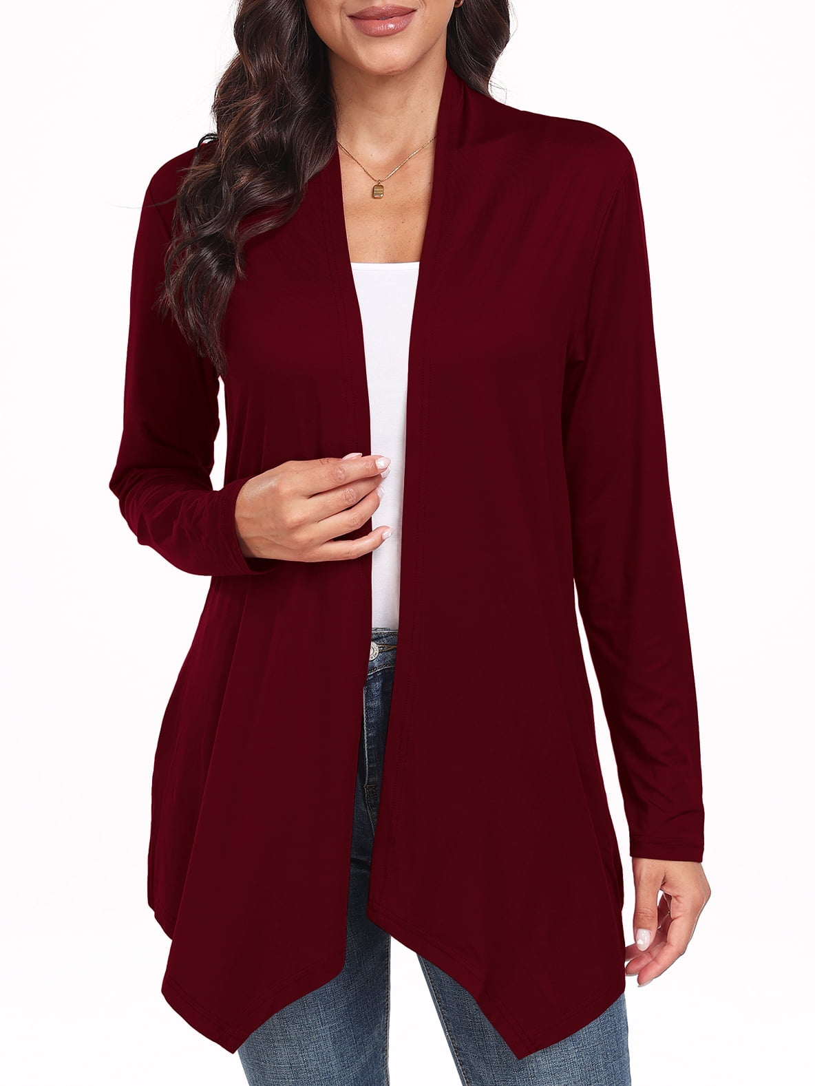 JWD Women's Lightweight Casual Cardigan with Pockets, Long Sleeve, Open ...