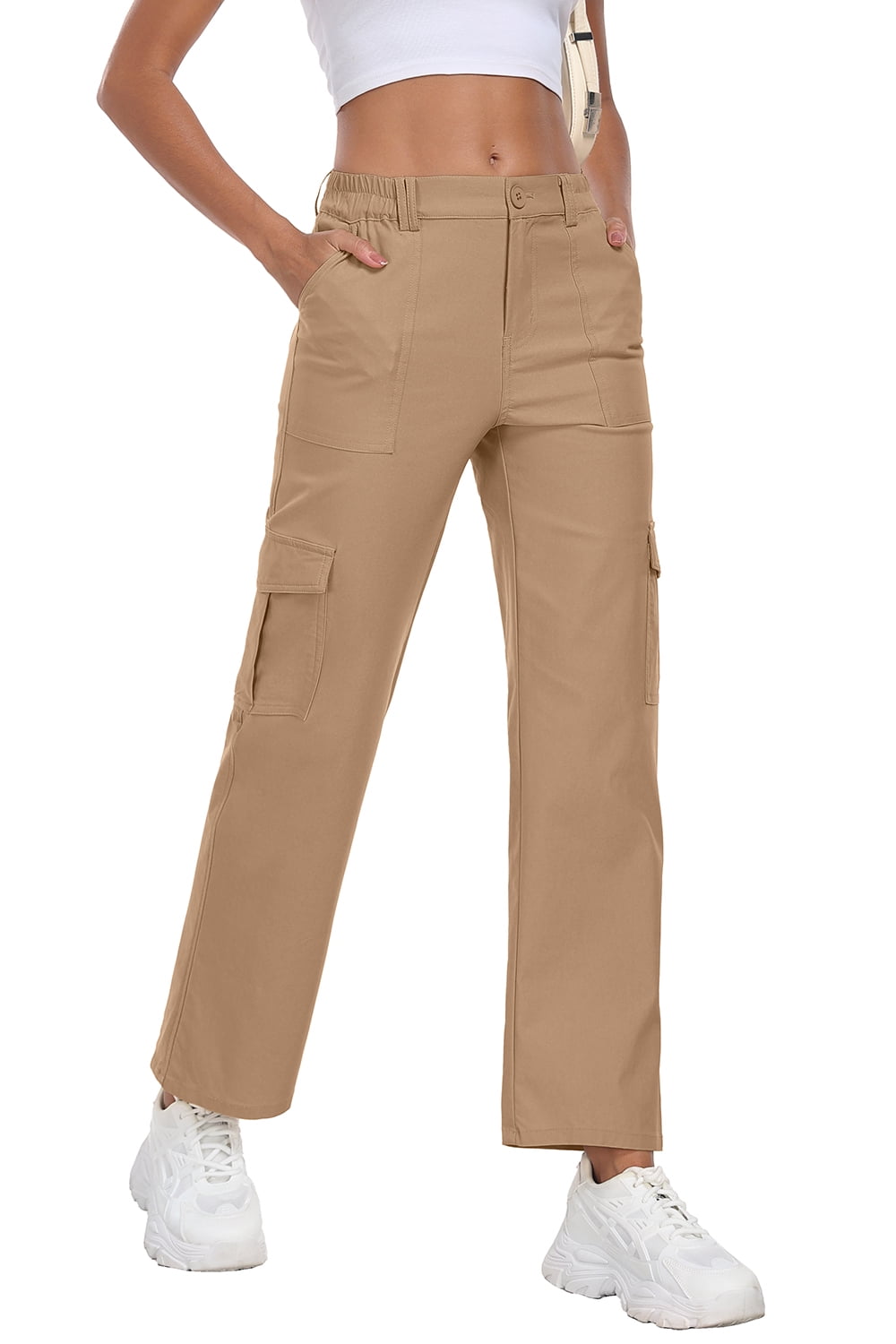 JWD Womens Parachute Cargo Pants with Pockets Quick Dry Hiking Pants Lightweight Water-Resistant ...