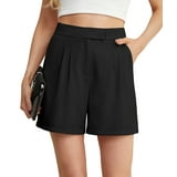 JWD Women's Shorts Summer High Waisted Work Shorts Elastic Waist Back ...