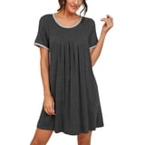 JWD Women's Soft Sleepwear: Short Sleeve Scoopneck Nightgown with Front ...