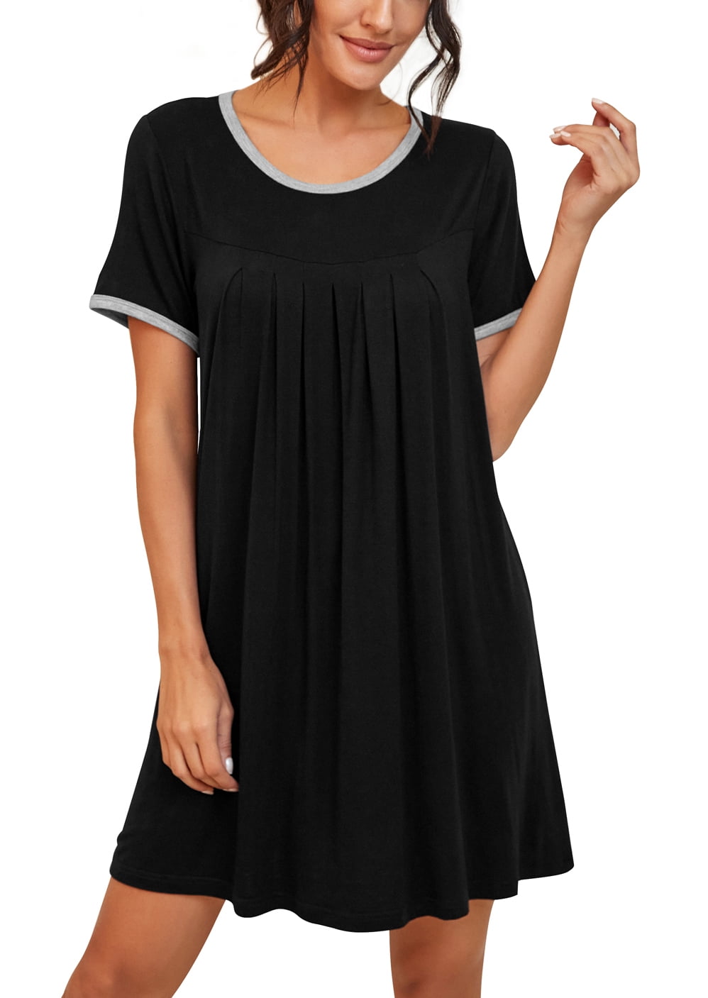 JWD Womens Nightgown, Short Sleeve Scoopneck Sleepshirt, Soft Comfy ...