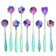 Mfigree 8-Pack Rainbow Stainless Flower Spoons - Colorful Tea/Coffee ...