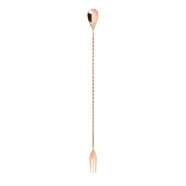 Cocktail Spoon with Fork Double Heads Stainless Steel Long Spiral ...
