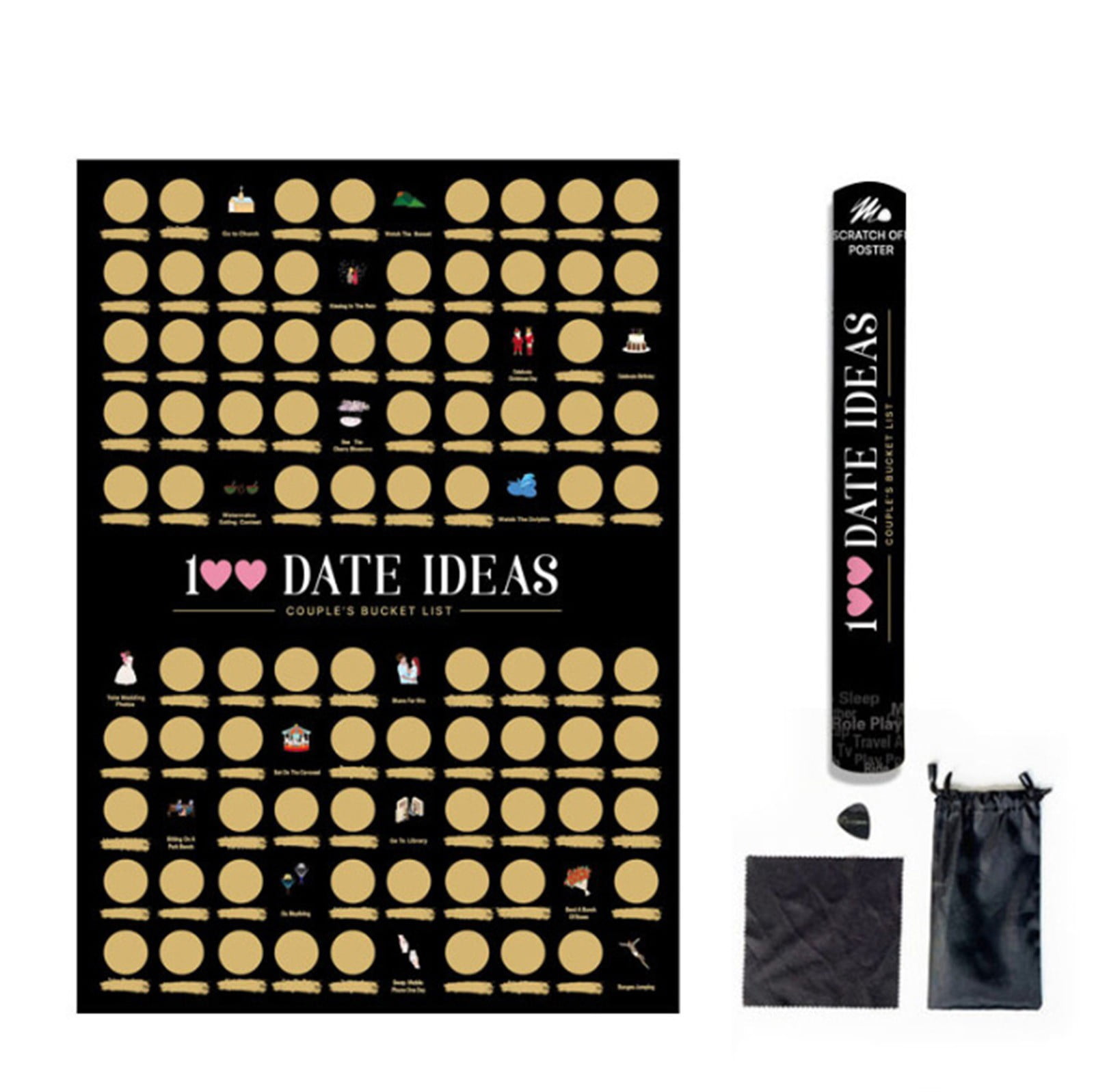JWDX Stickers Clearance, 100 Dates Ideas Scratch Off Poster Engagement ...