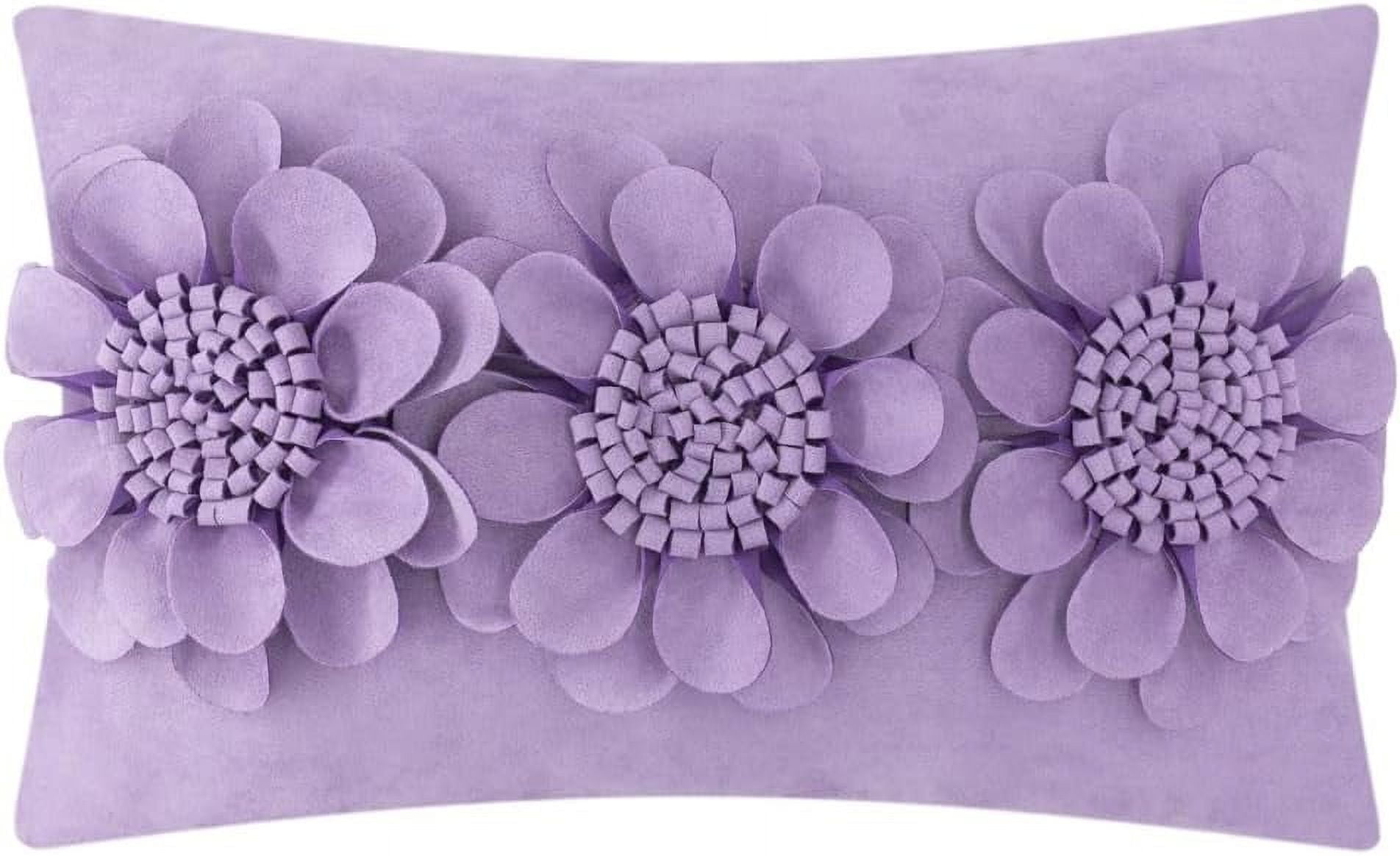 JWH 3D Handmade Lilac Colored Decorative Rectangle Suede Flower Accent ...