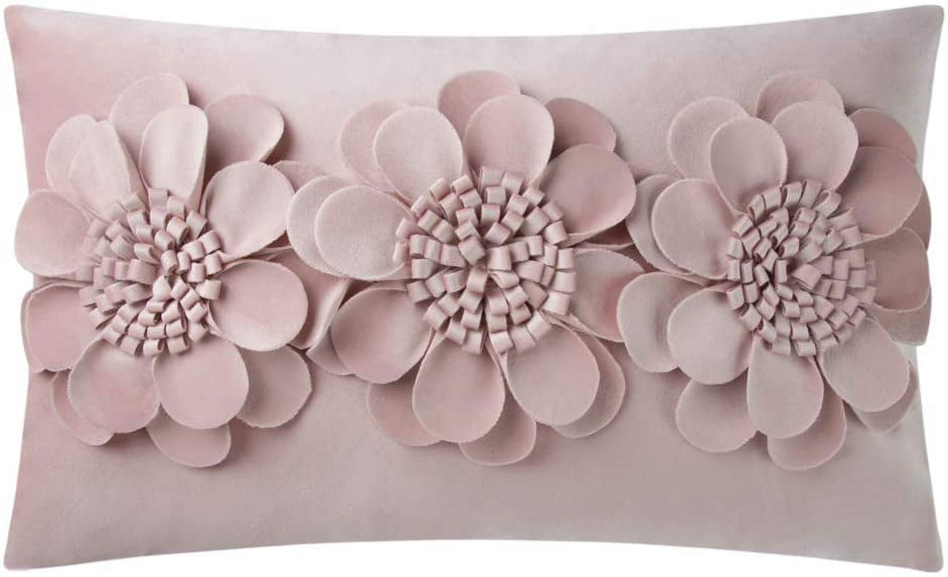JWH 3D Handmade Decorative Aesthetic 3D Velvet Flower Accent Pillow ...